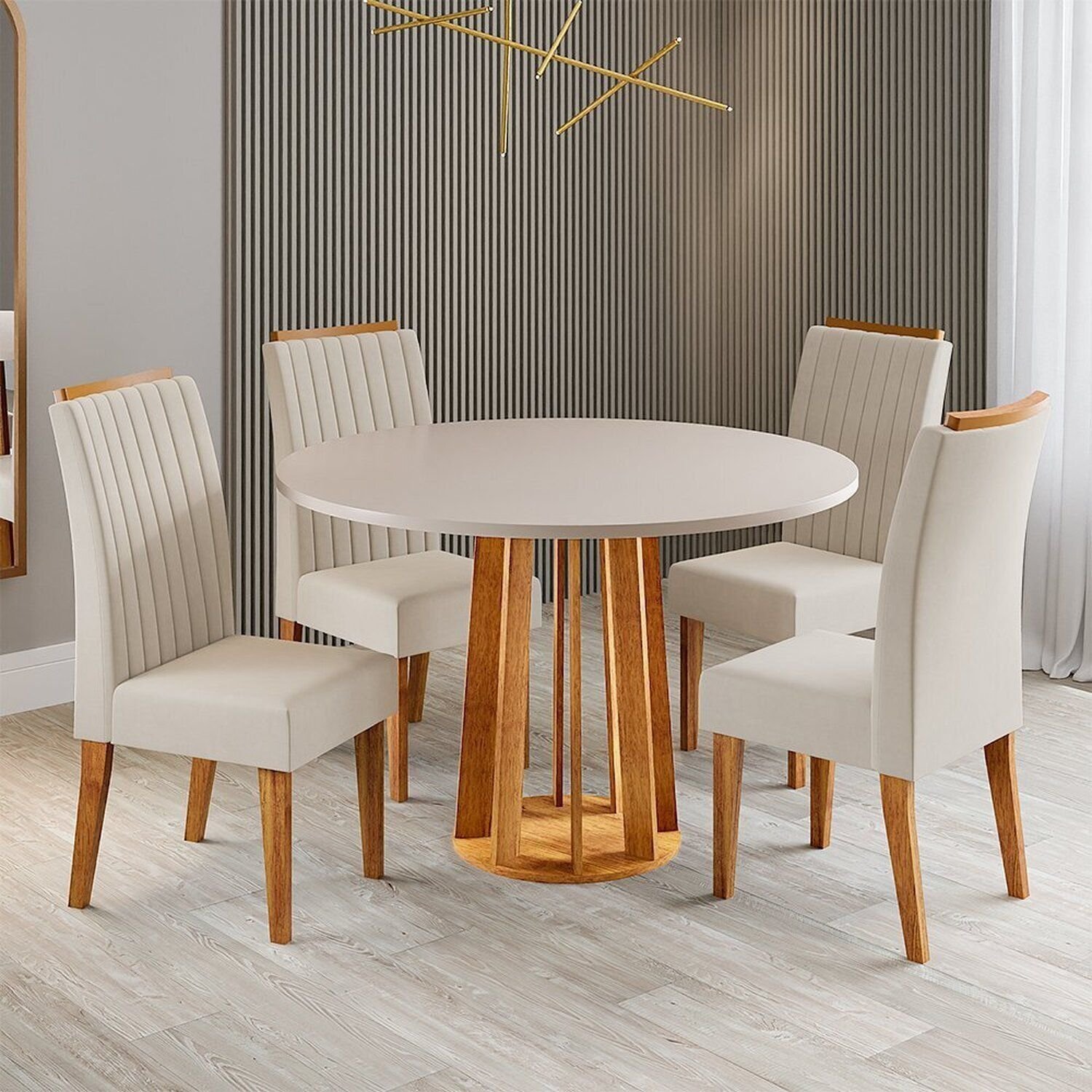 Conjunto Sala de Jantar 4 Lugares Redondo Tampo de MDF Morgan Yescasa ...