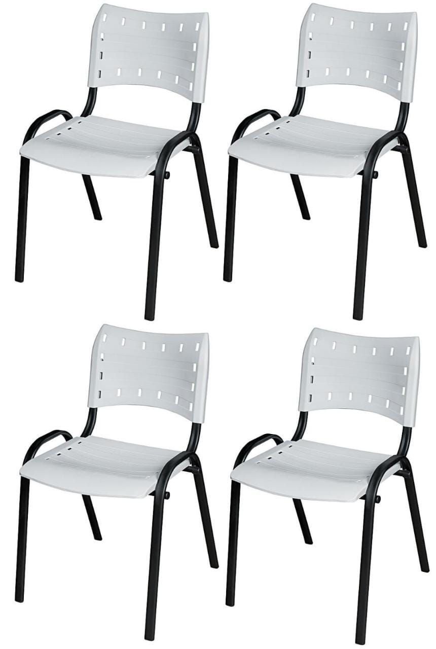 Cadeira Iso Base Preto Escola, Escritório - Kit 4 Un | MadeiraMadeira