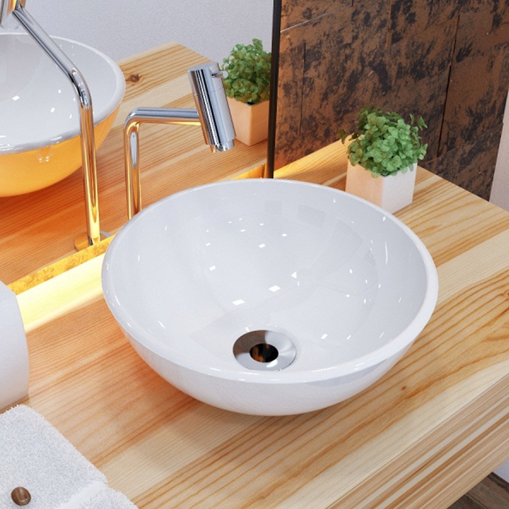 Kit 02 Cubas de Apoio Redonda C01 Para Banheiro R30W - Lyam Decor Kit ...