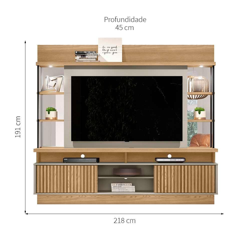 Home Salvador p/TV até 60" Carvalho/Off White Brilho Linea Brasil ...
