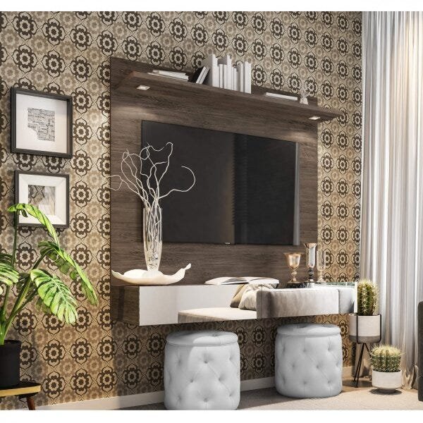 Painel para TV até 55 Polegadas Espelho e LED Moscou Espresso Móveis ...