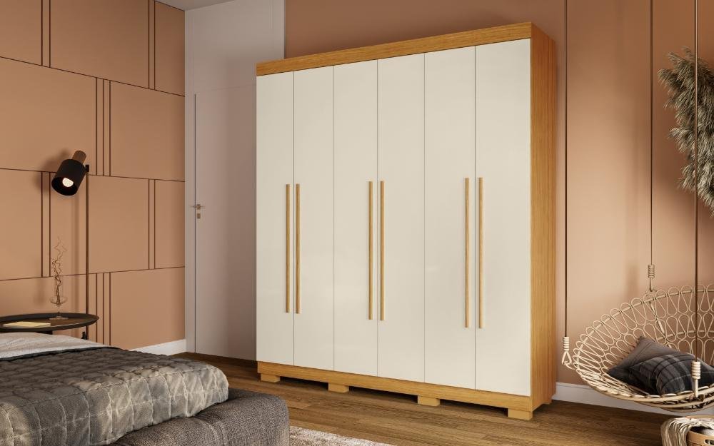 Roupeiro Paolla 6 Pts - Cinamomo/off White | MadeiraMadeira