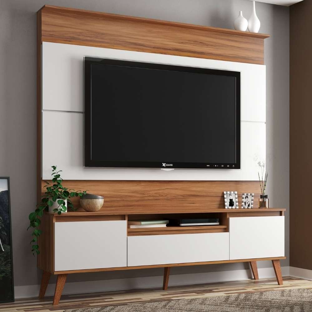 Painel para TV Até 70 Polegadas 180cm Mdf Nogal com Branco Dallas - On ...