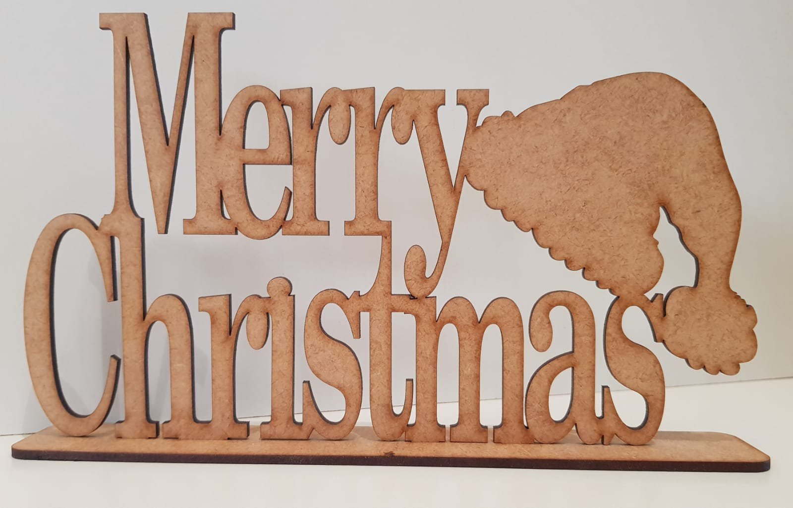 Placa Decorativa Merry Christimas Com Gorro Mdf | MadeiraMadeira