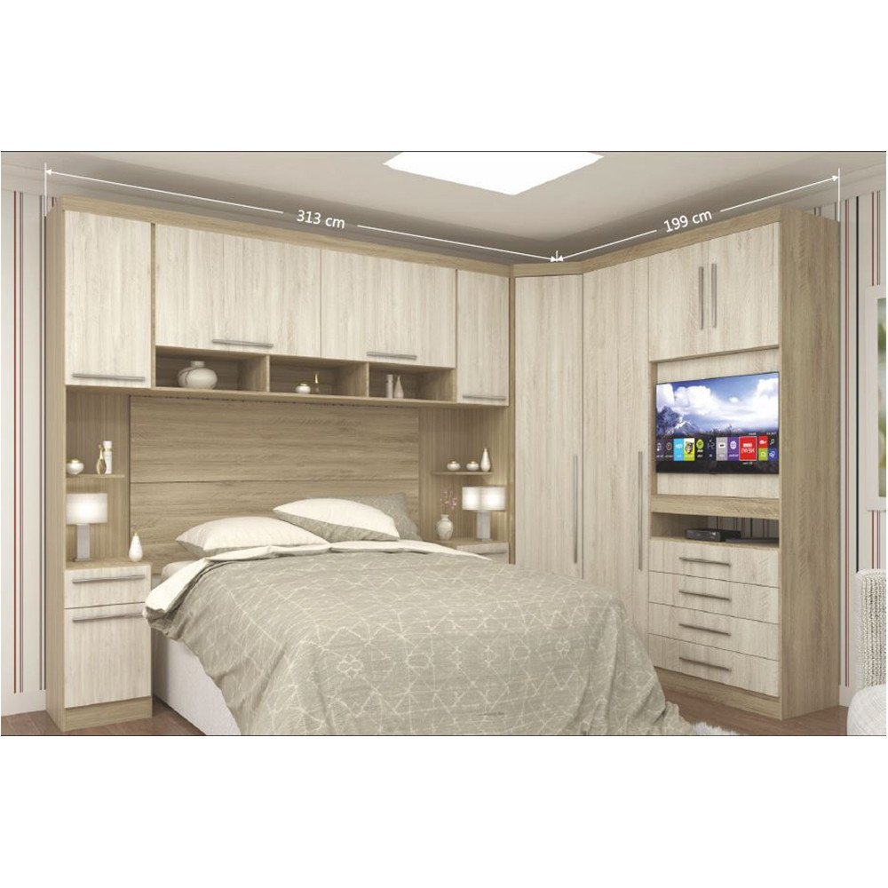 Guarda Roupa Módulo Solteiro 3 Portas 4 Gavetas com Painel Master Eucamóveis 194.475 ...