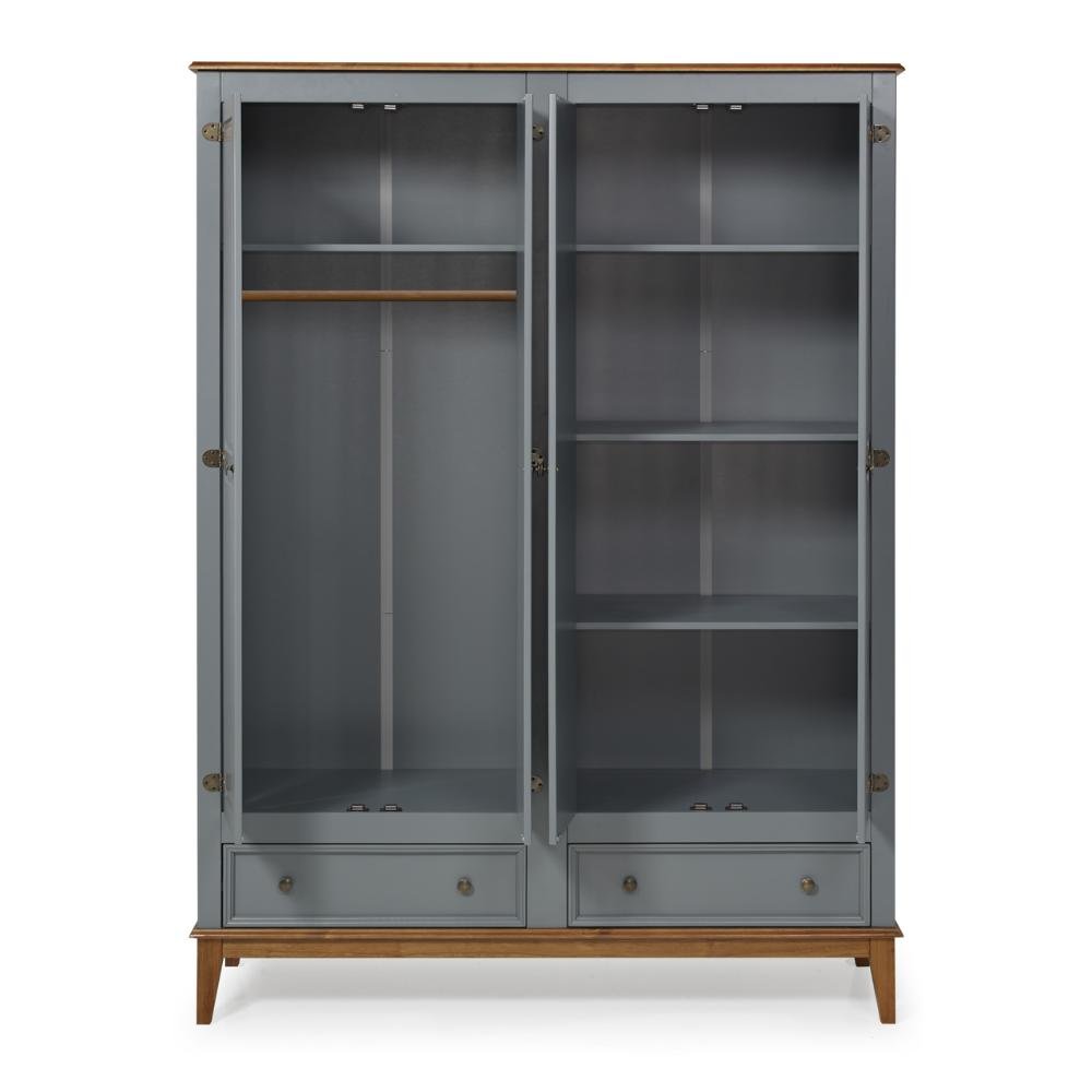 Guarda-Roupa Rústico 4 Portas e 2 Gavetas - Madeira Maciça e MDF ...