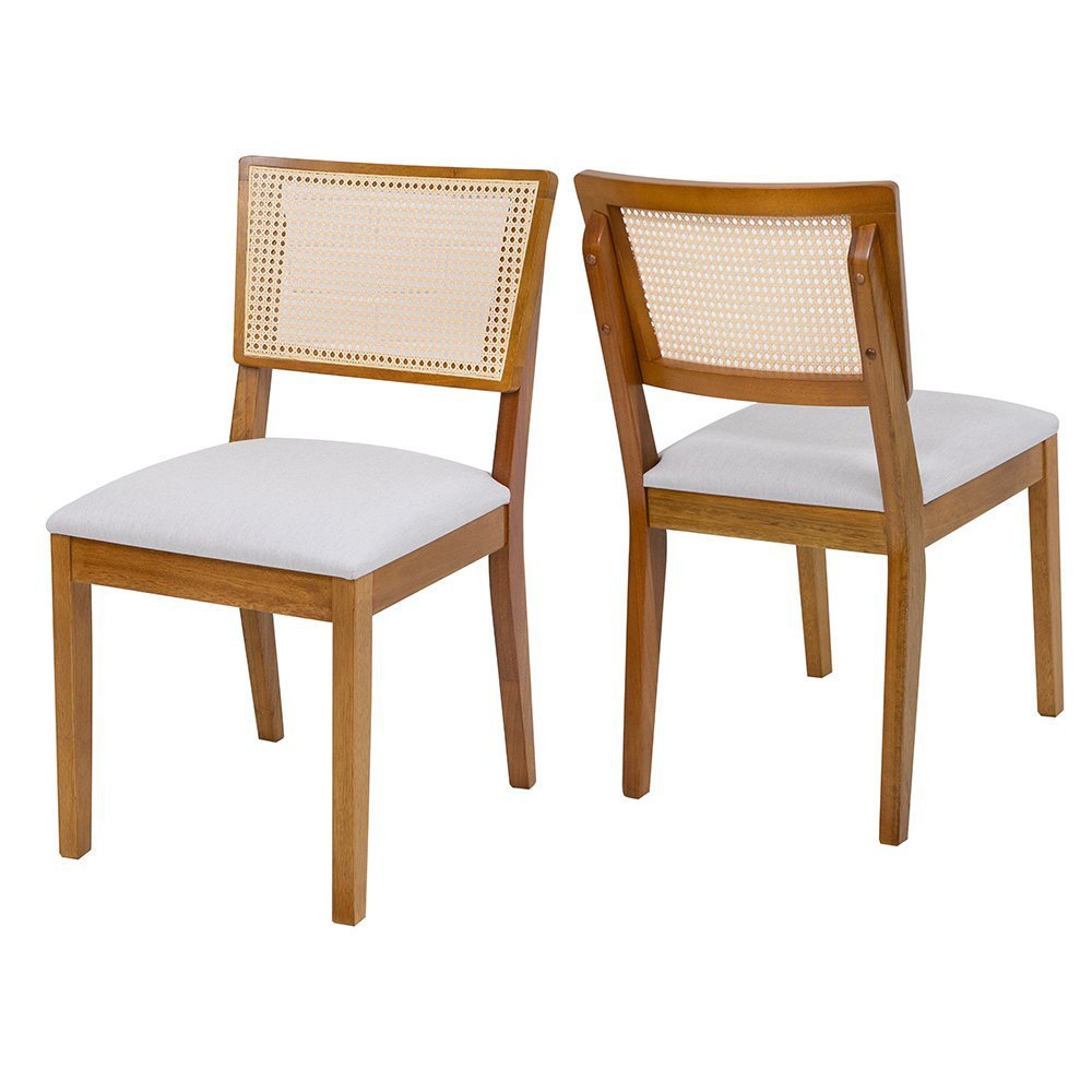 Cadeira em Madeira Maciça com Palinha creme Loli Mel | MadeiraMadeira