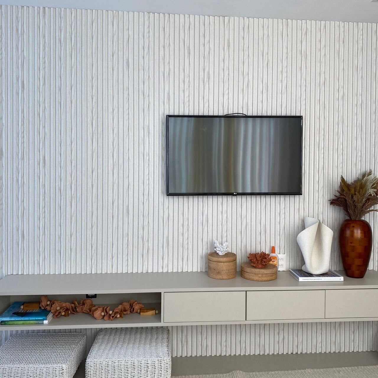 Painel Ripado Wpc Interno Wave Cor: Branco 2,90m X 16cm (0,46m²) Woopo ...