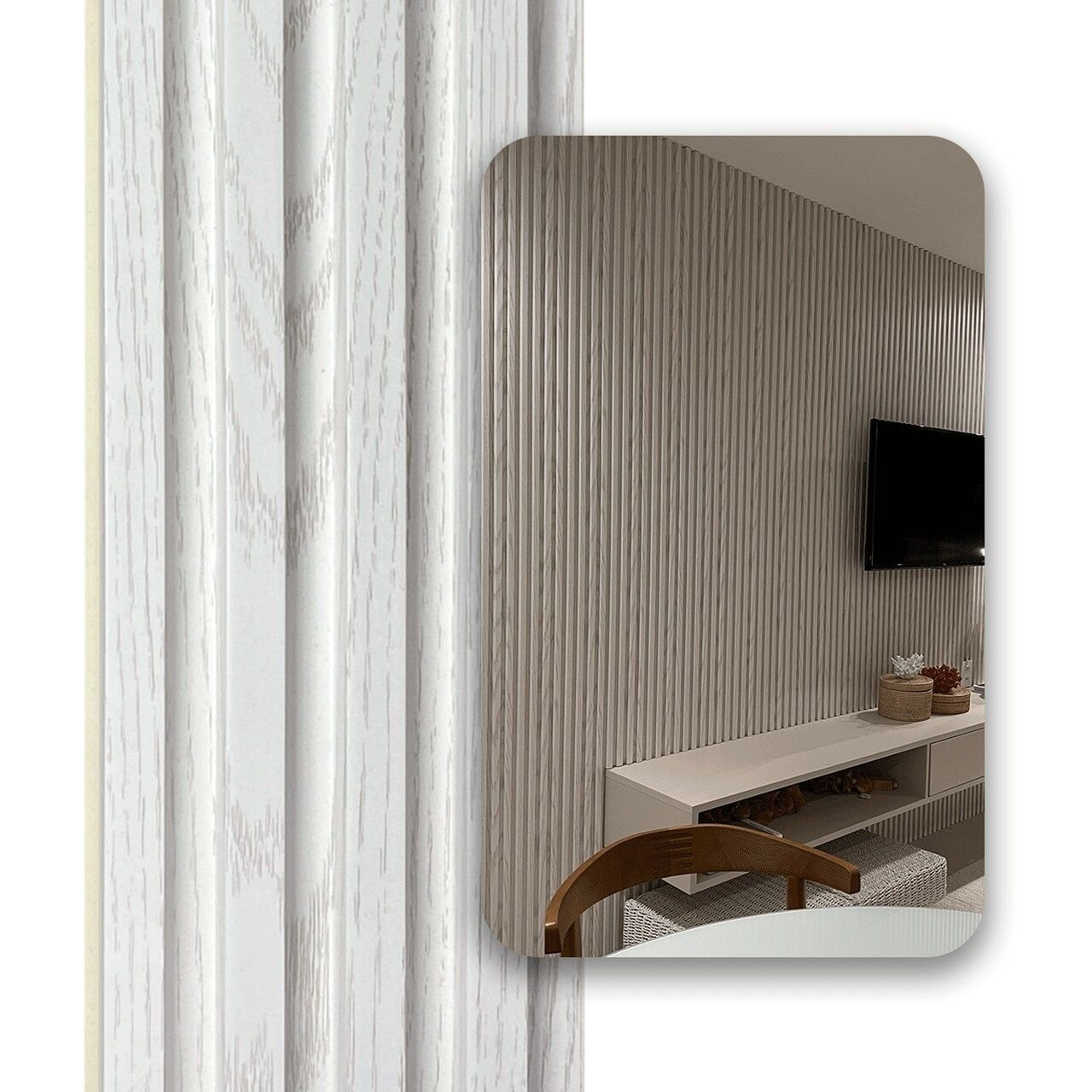 Painel Ripado Wpc Interno Wave Cor: Branco 2,90m X 16cm (0,46m²) Woopo ...