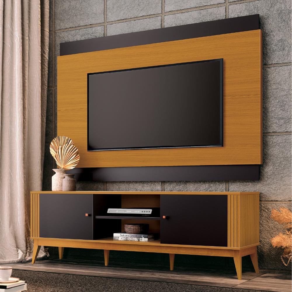 Rack Bancada com Painel para Tv de até 75 Polegadas 2,00m Legacy Cedro ...