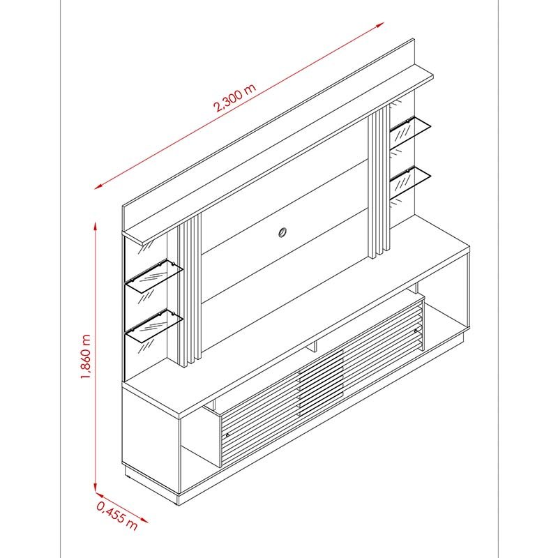 Home Theater Tv 55 Polegadas Frizz Gold com Rodízio Madetec Cor Fendi ...