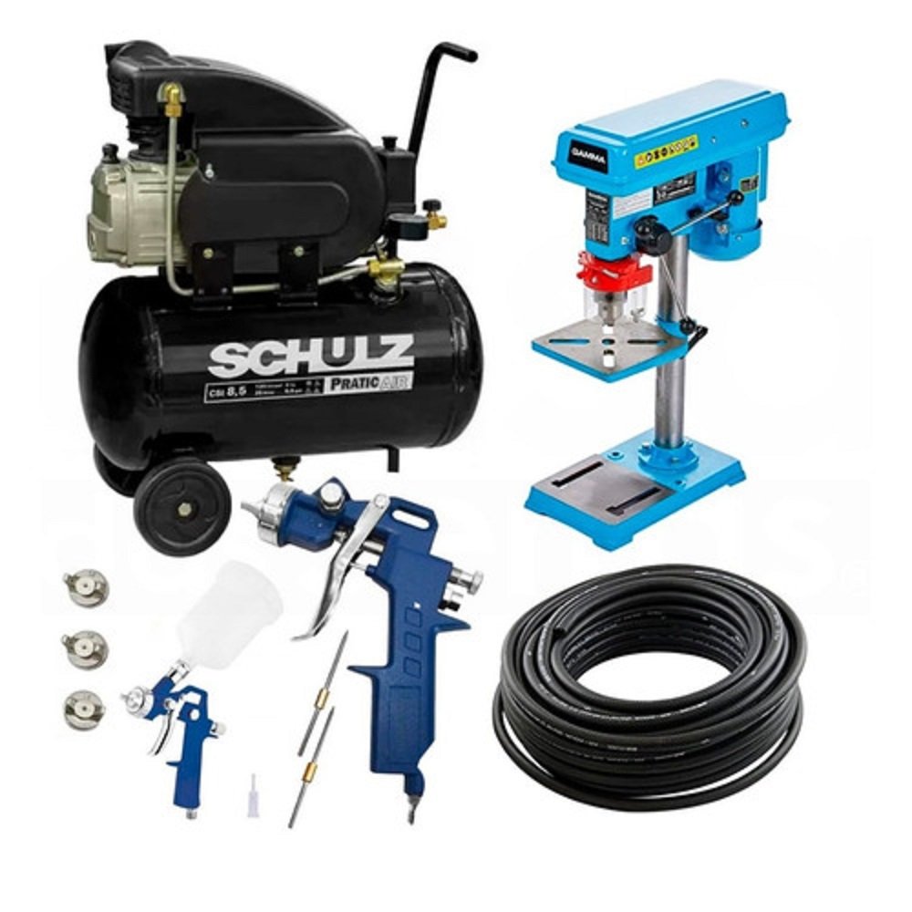 COMPRESSOR PRATIC CSI 25L + FURADEIRA BANCADA G2320 + KIT 110V/220V ...
