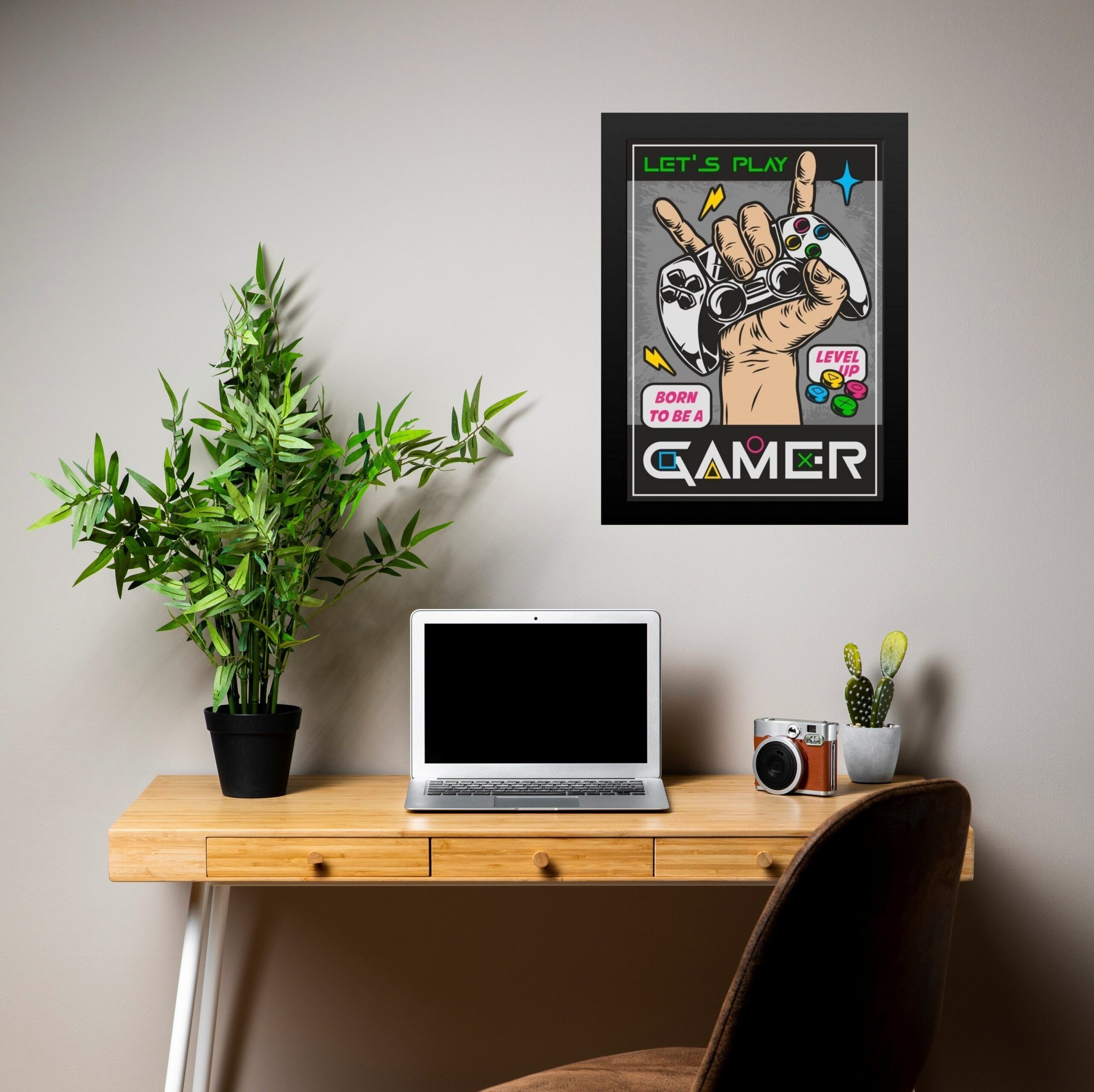Quadro Gamer - Born To Be a Gamer 33x24cm:moldura Preta | MadeiraMadeira