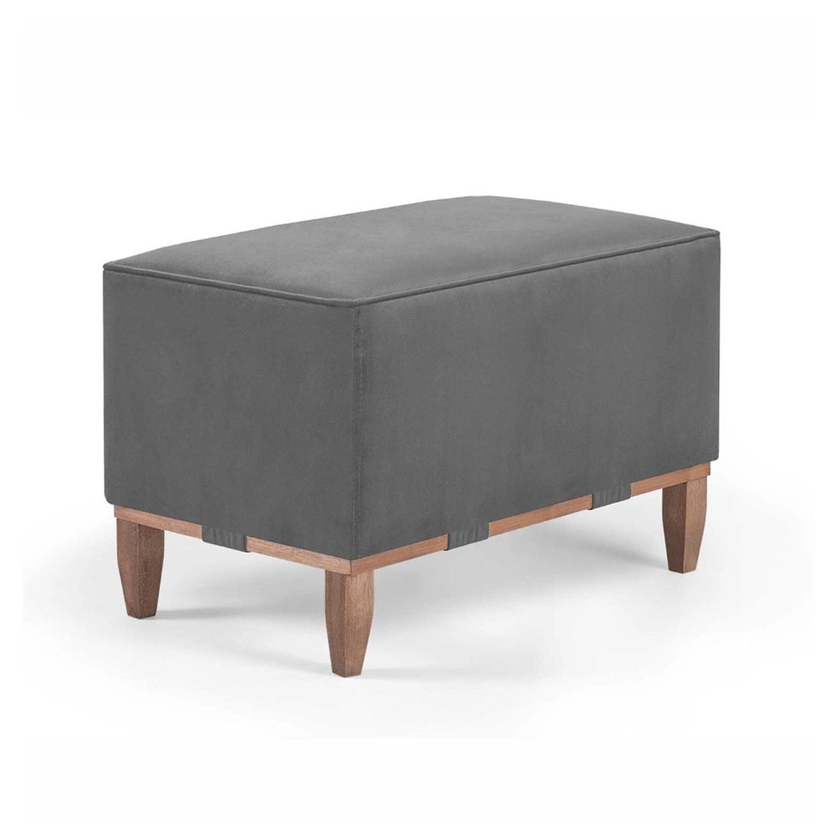 Puff Retangular de Veludo para Sala - Chumbo | MadeiraMadeira