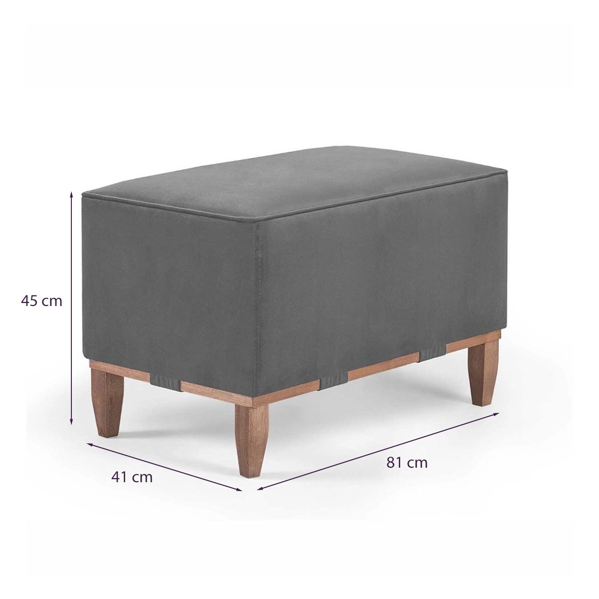 Puff Retangular de Veludo para Sala - Chumbo | MadeiraMadeira