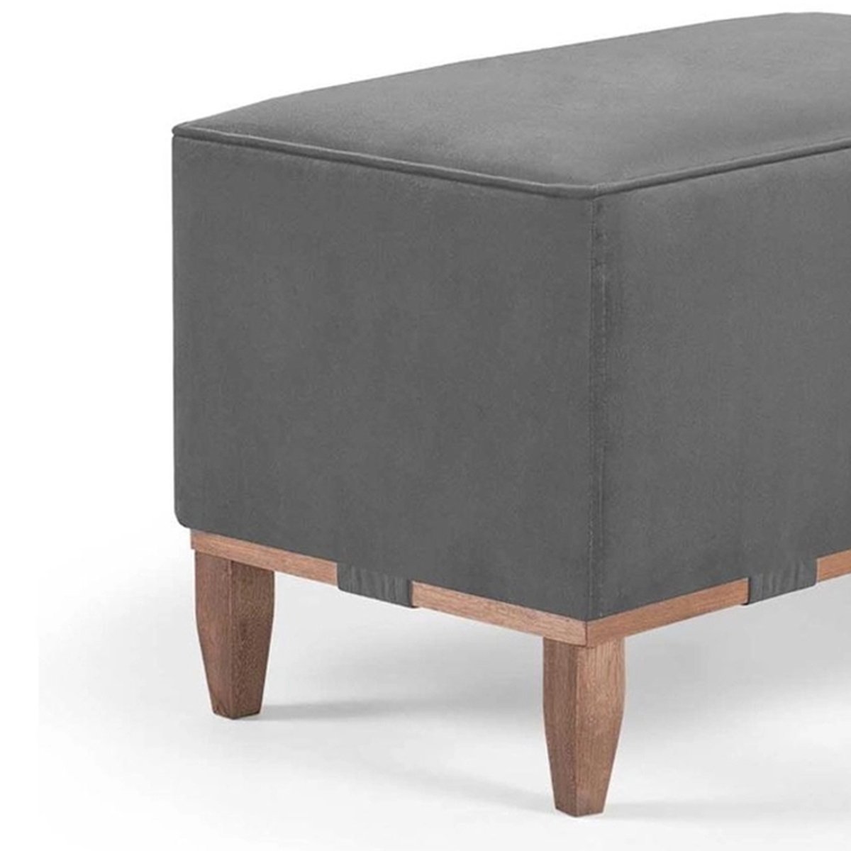 Puff Retangular de Veludo para Sala - Chumbo | MadeiraMadeira