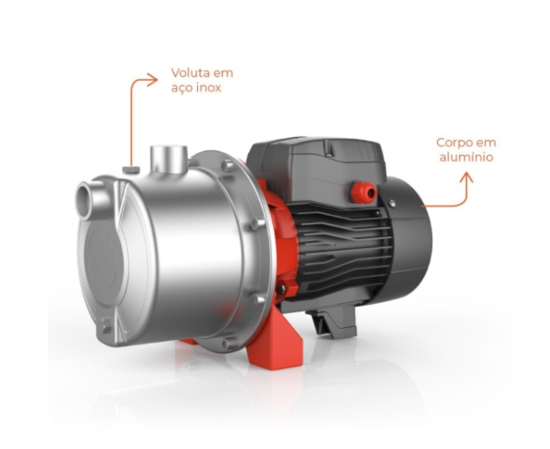 Bomba Lepono Autoaspirante em Inox Ajms 75 1cv Monofásico 220v Preto 220 (m) | MadeiraMadeira