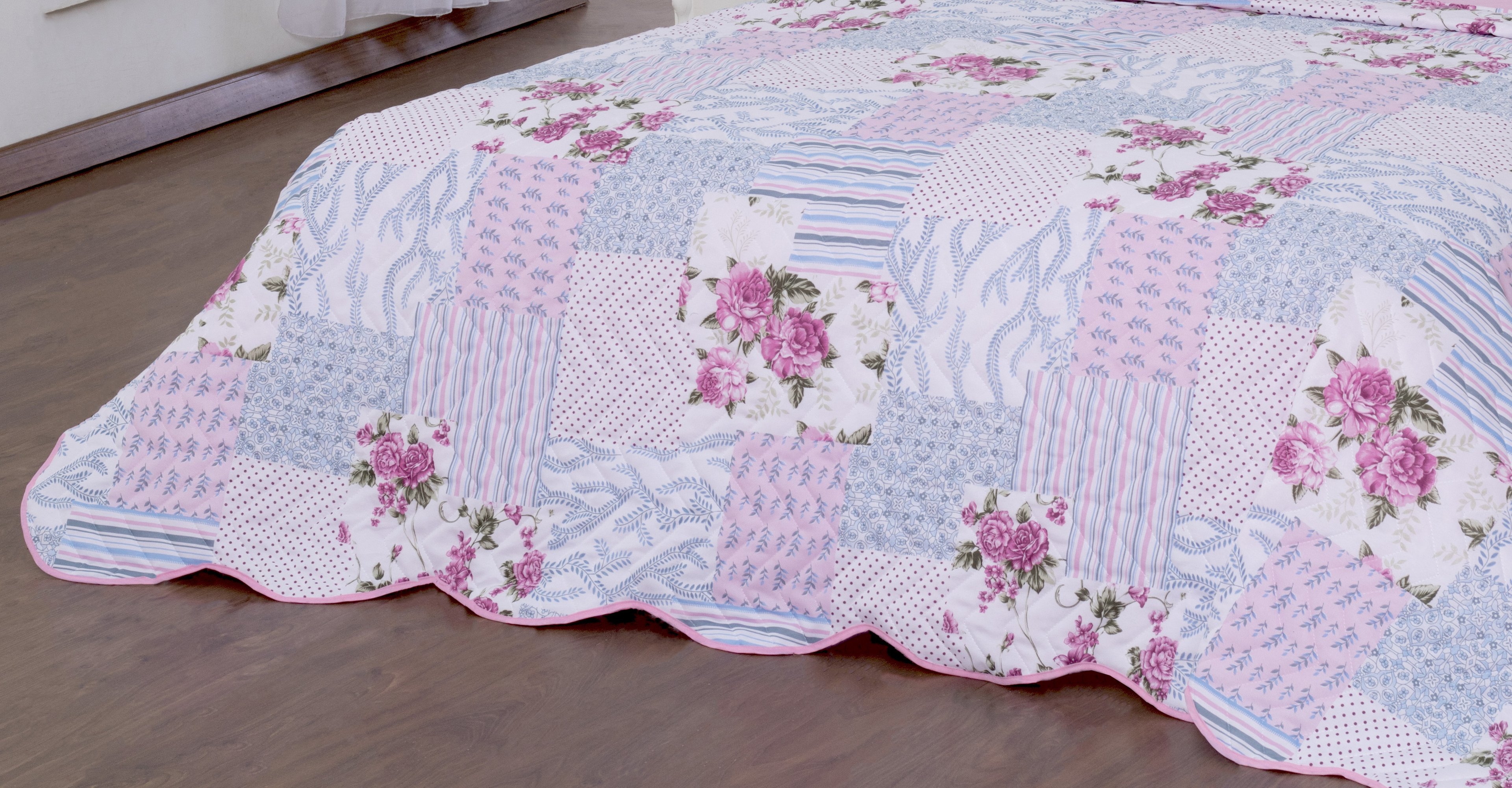 Cobreleito Garden Dupla Face Queen Rosa 03 Peças | MadeiraMadeira