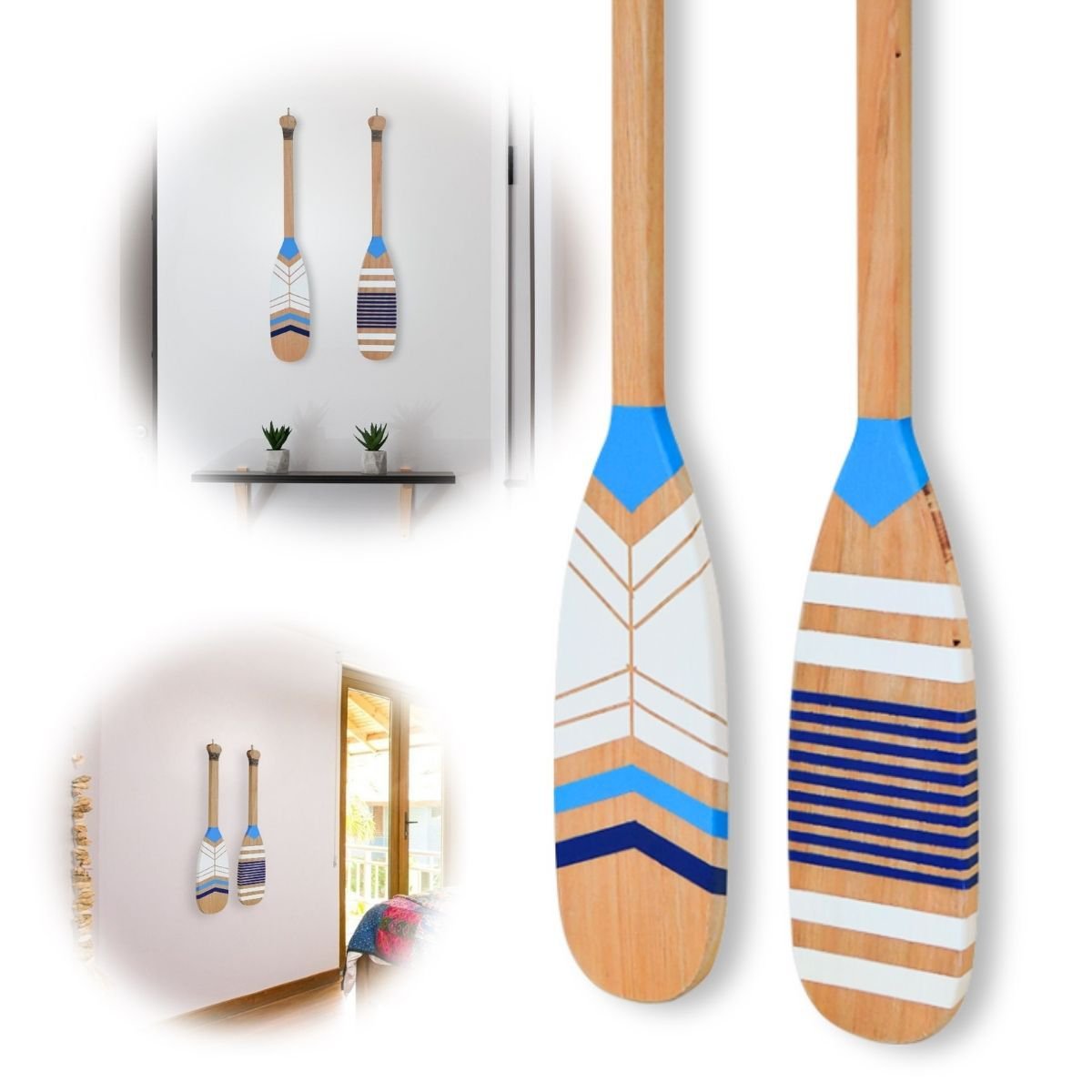 Quadro Decoração Remo De Madeira Pintado Kit 2 Remos | MadeiraMadeira