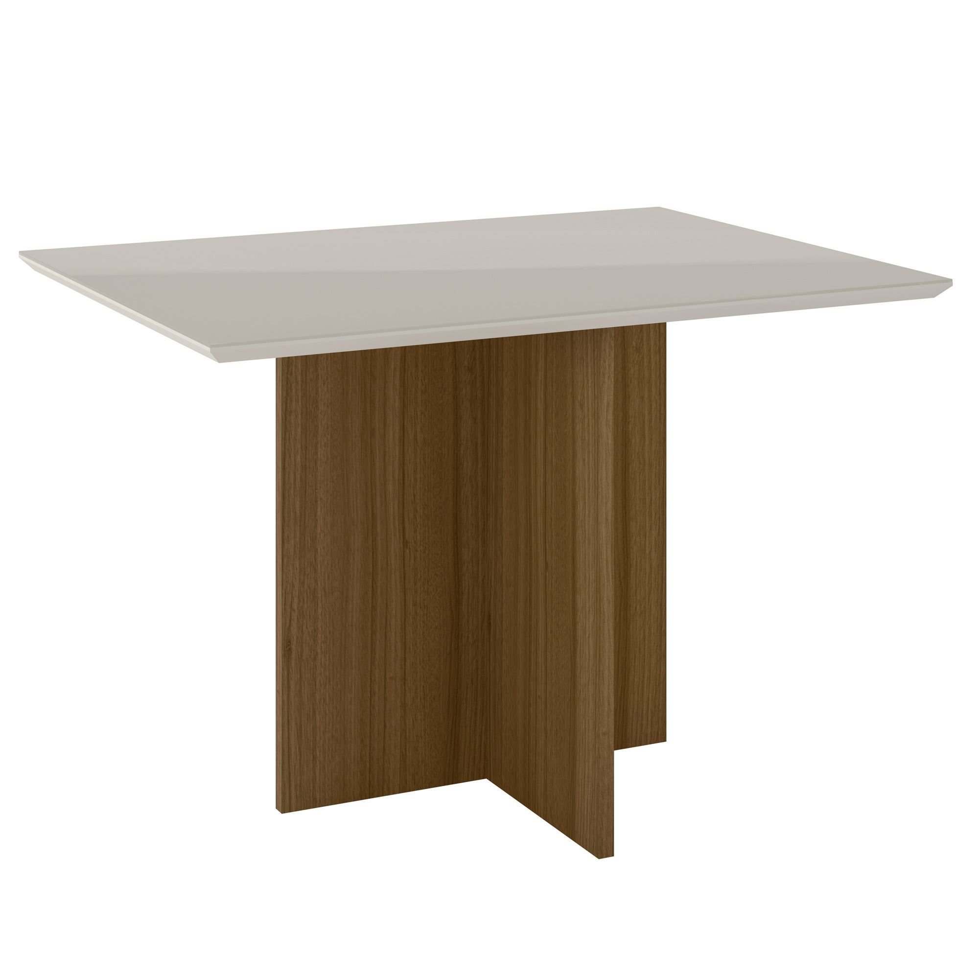 Mesa de Jantar Retangular Tampo Chanfrado com Vidro 120cm Helô Carvalho ...