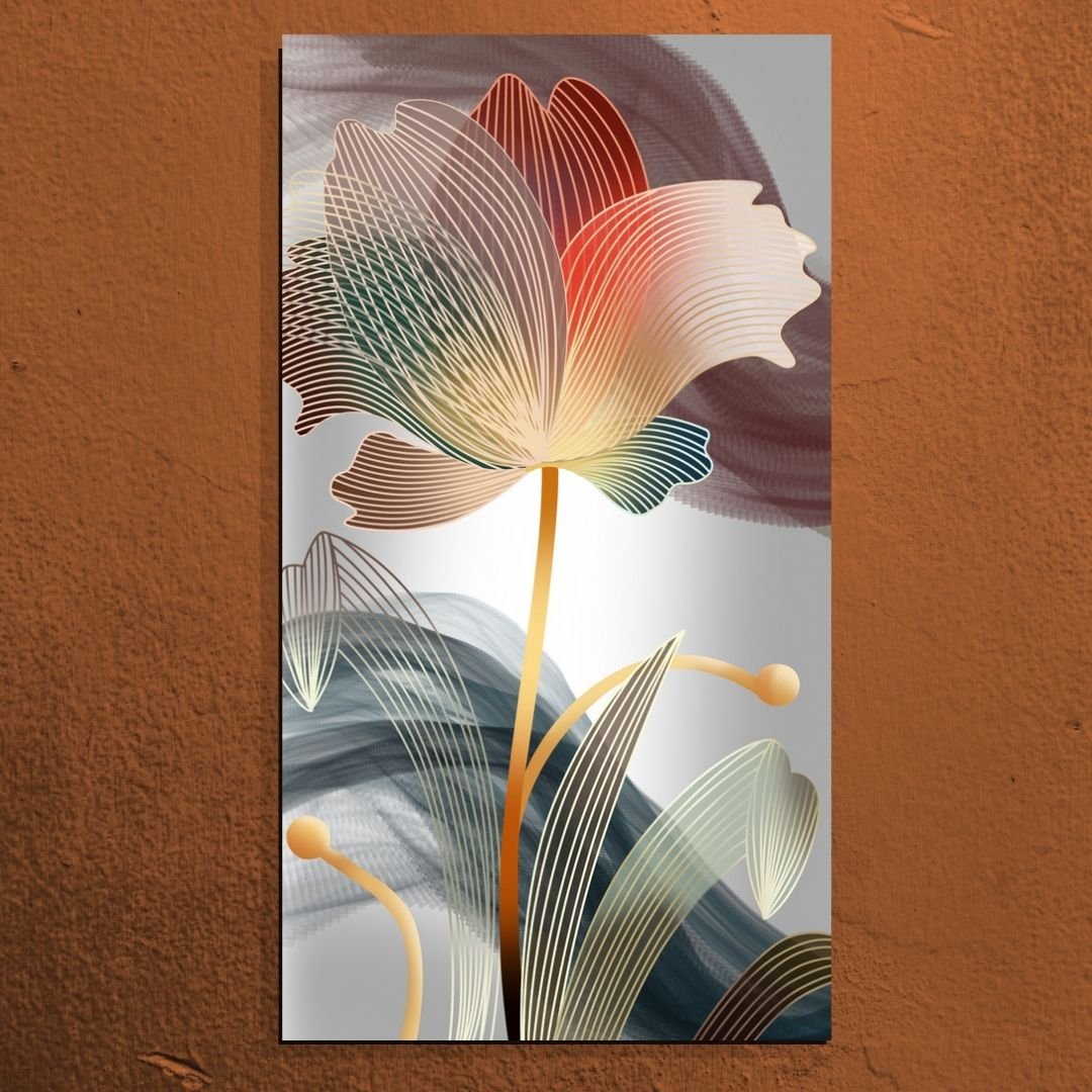 Quadro Decorativo - Flor com Linhas Abstratas - 150x85cm | MadeiraMadeira