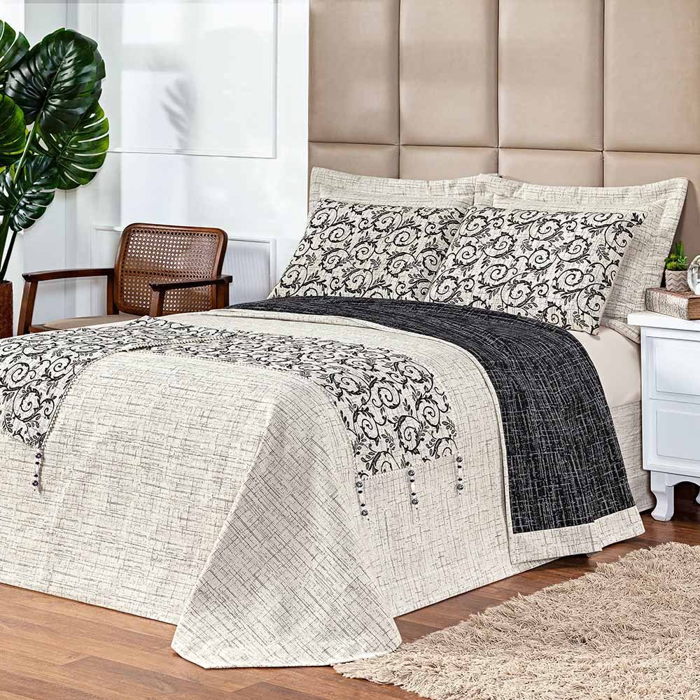 Kit Cobre Leito Jamaica em Jacquard King 06 Peças - Preto | MadeiraMadeira