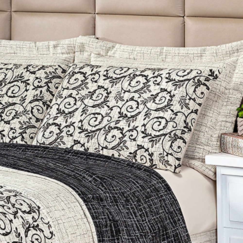 Kit Cobre Leito Jamaica em Jacquard King 06 Peças - Preto | MadeiraMadeira