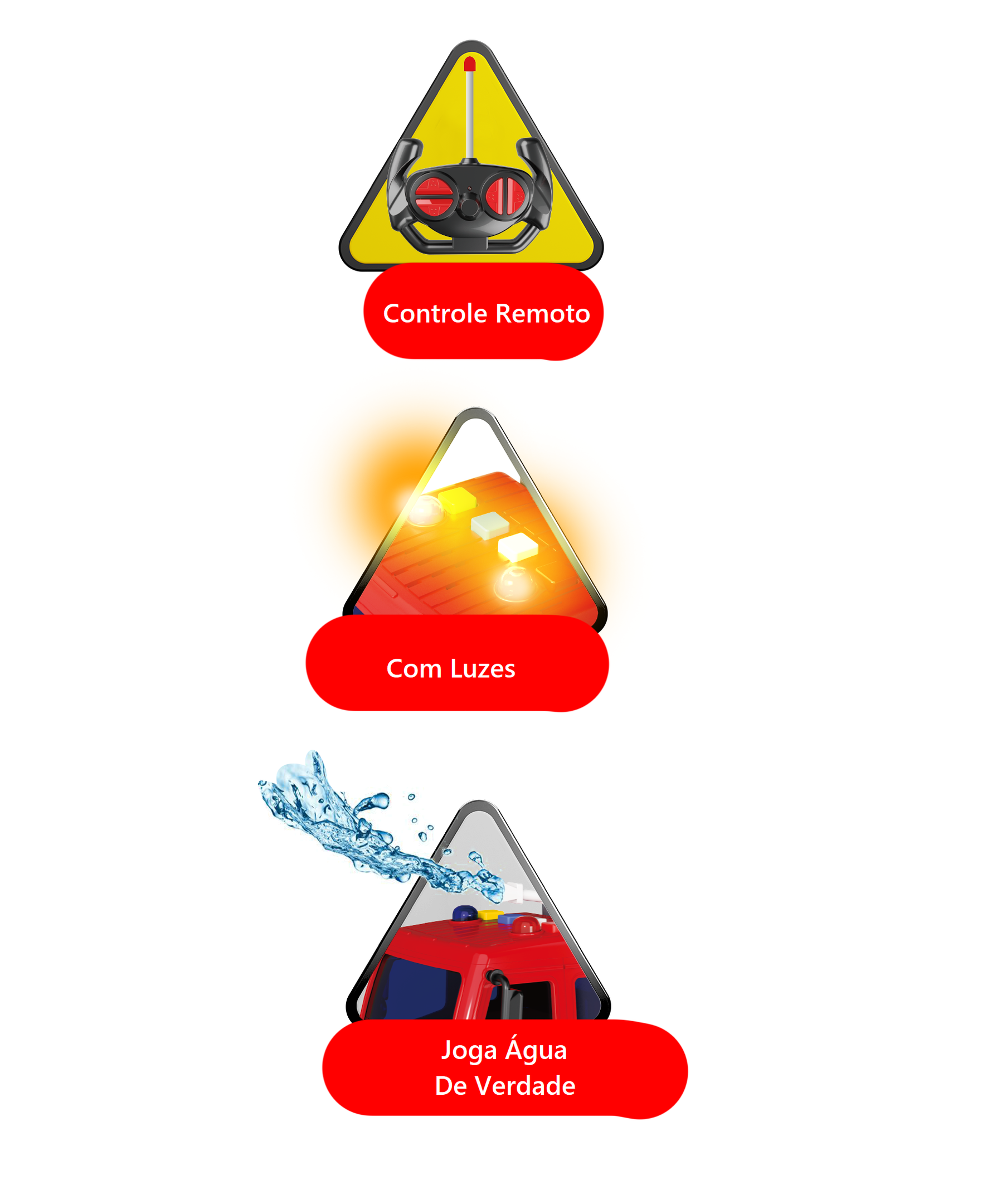 Caminhão De Controle Bombeiro Remoto Luz Som E Lança Água Toyng ...