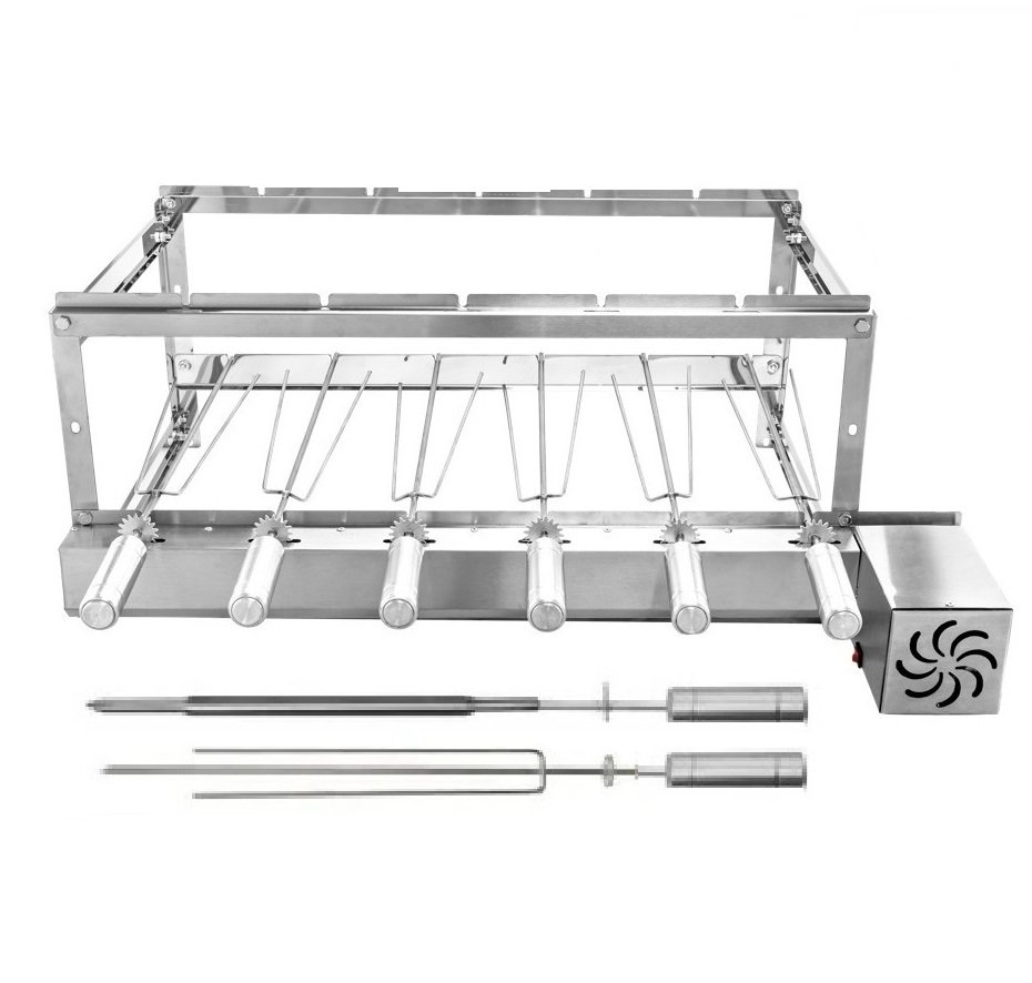 Kit Giratório 6 Espetos Inox Motor Direito + 1 Espeto Espada + 1 Espeto ...