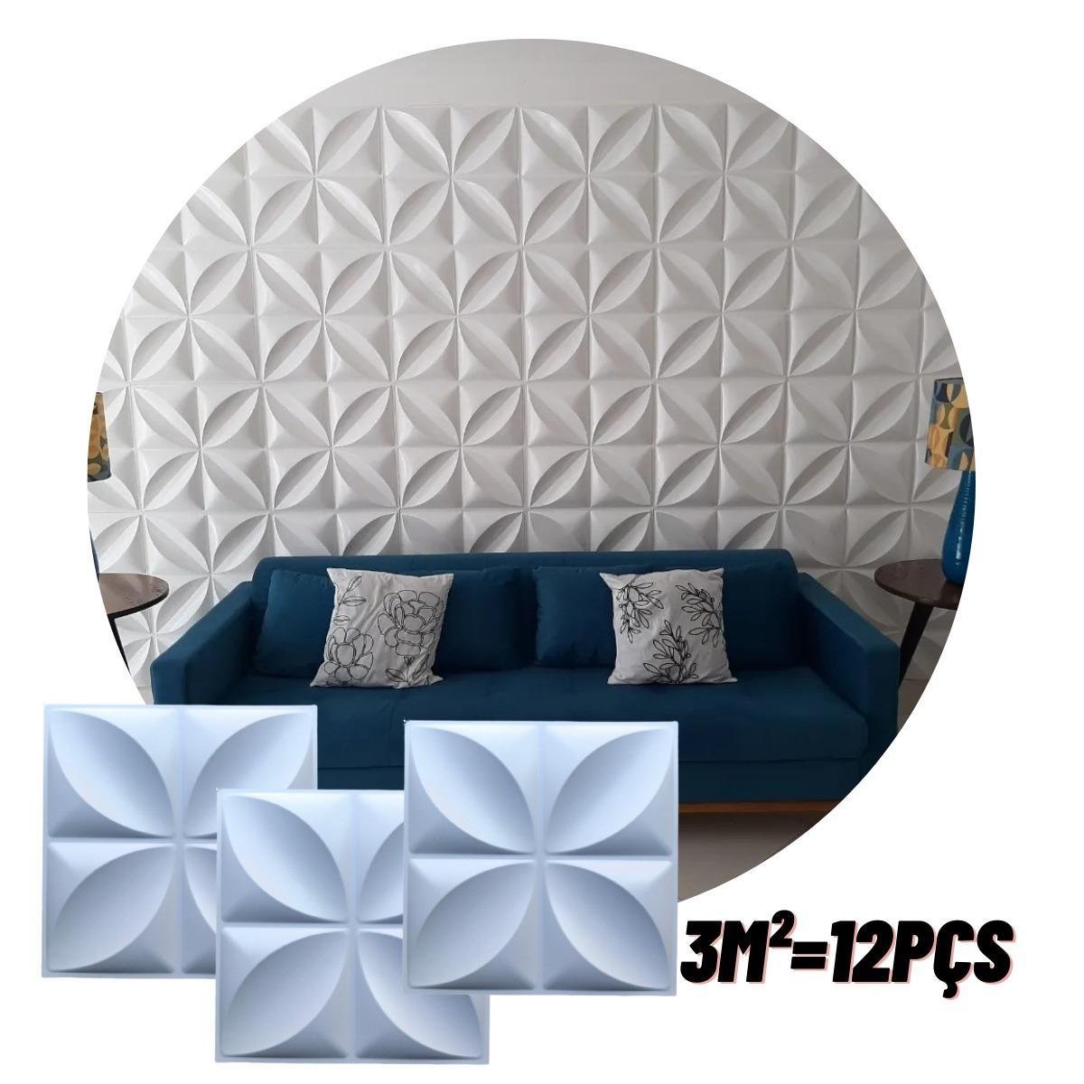 Kit 12 Placas 3D Pvc Revestimento De Parede 50X50 | MadeiraMadeira