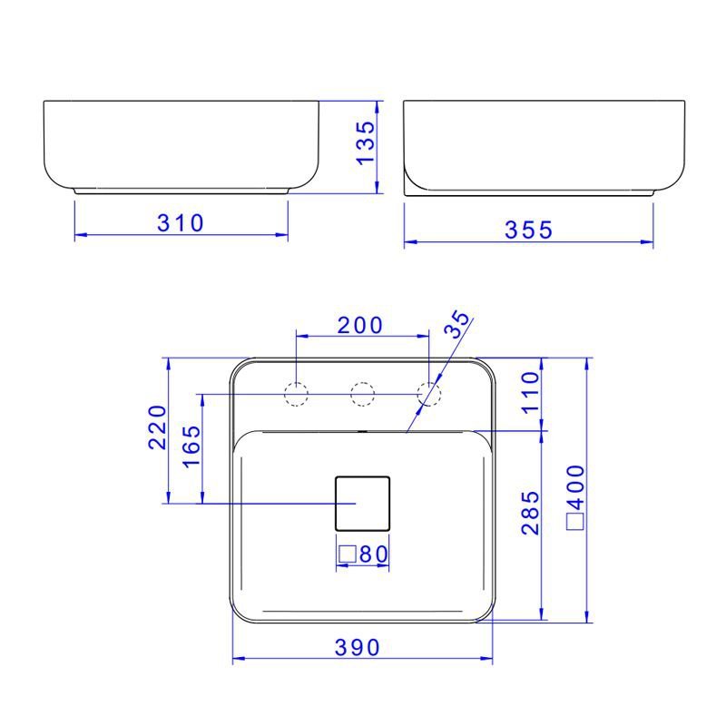 Cuba de Apoio Deca 40x40 L.11040.M.94 Quadrada com Mesa Ébano Fosco ...