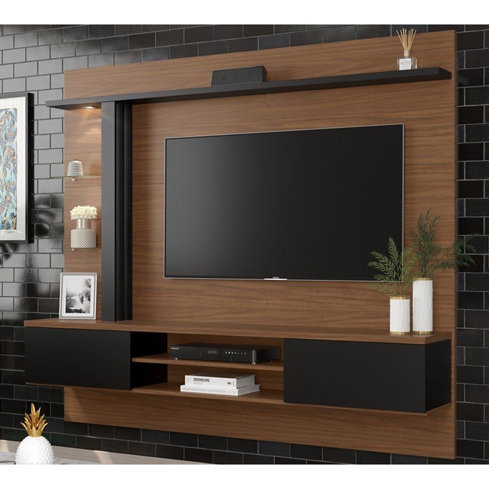 Painel Home Suspenso TV 60 Polegadas Salinas Noce Milano Preto CLB ...