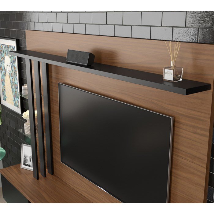 Painel Home Suspenso TV 60 Polegadas Salinas Noce Milano Preto CLB ...