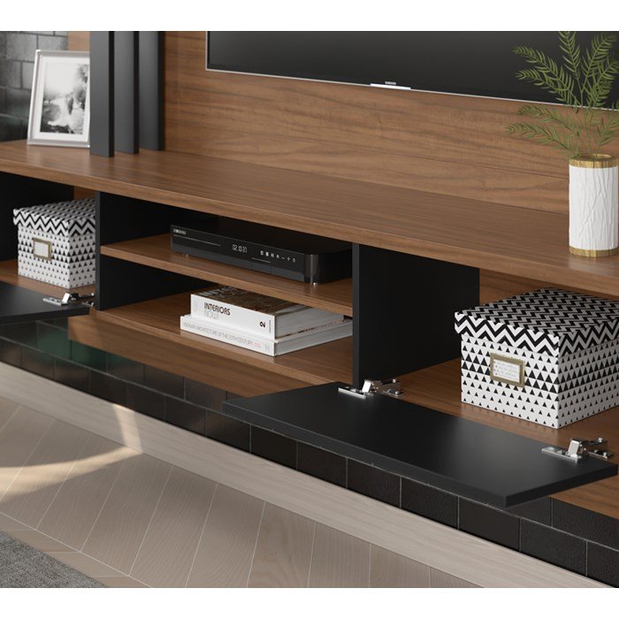 Painel Home Suspenso TV 60 Polegadas Salinas Noce Milano Preto CLB ...