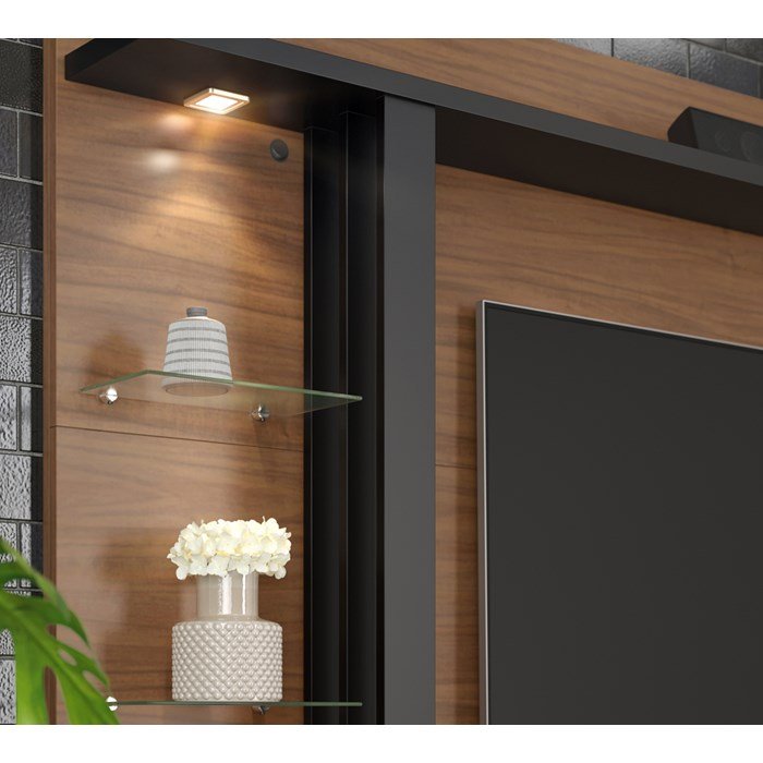 Painel Home Suspenso TV 60 Polegadas Salinas Noce Milano Preto CLB | MadeiraMadeira