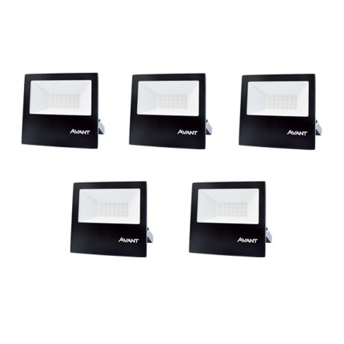 Kit 5 Refletores Led Retangular Ip65 Slim 30W 3000K Bivolt - Avant | MadeiraMadeira