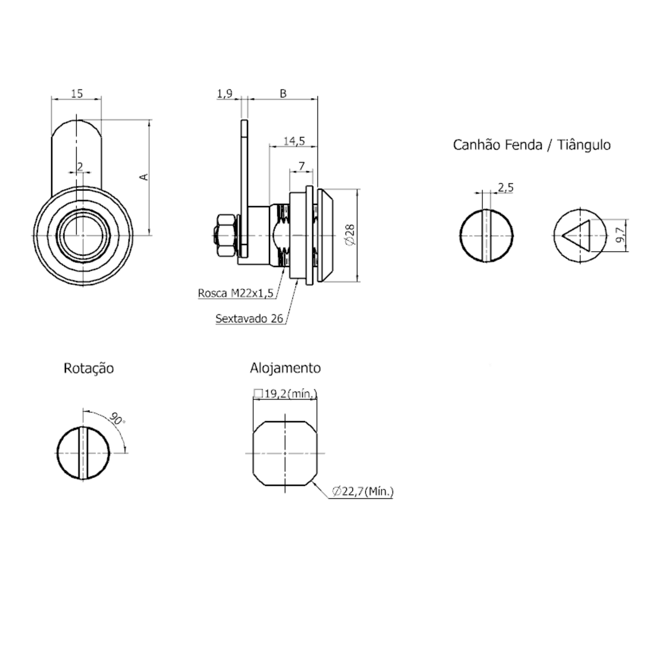 Fecho Lingueta Com Dobra 7x45mm Triangulo Preto | MadeiraMadeira