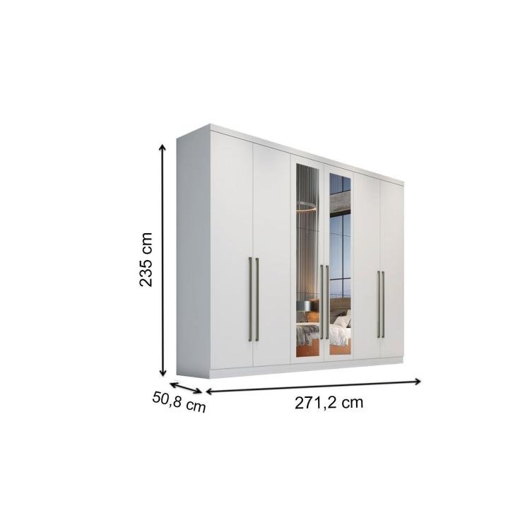 Guarda Roupa Casal 6 Portas e 6 Gavetas c/ Espelho Dello Plus Canela ...