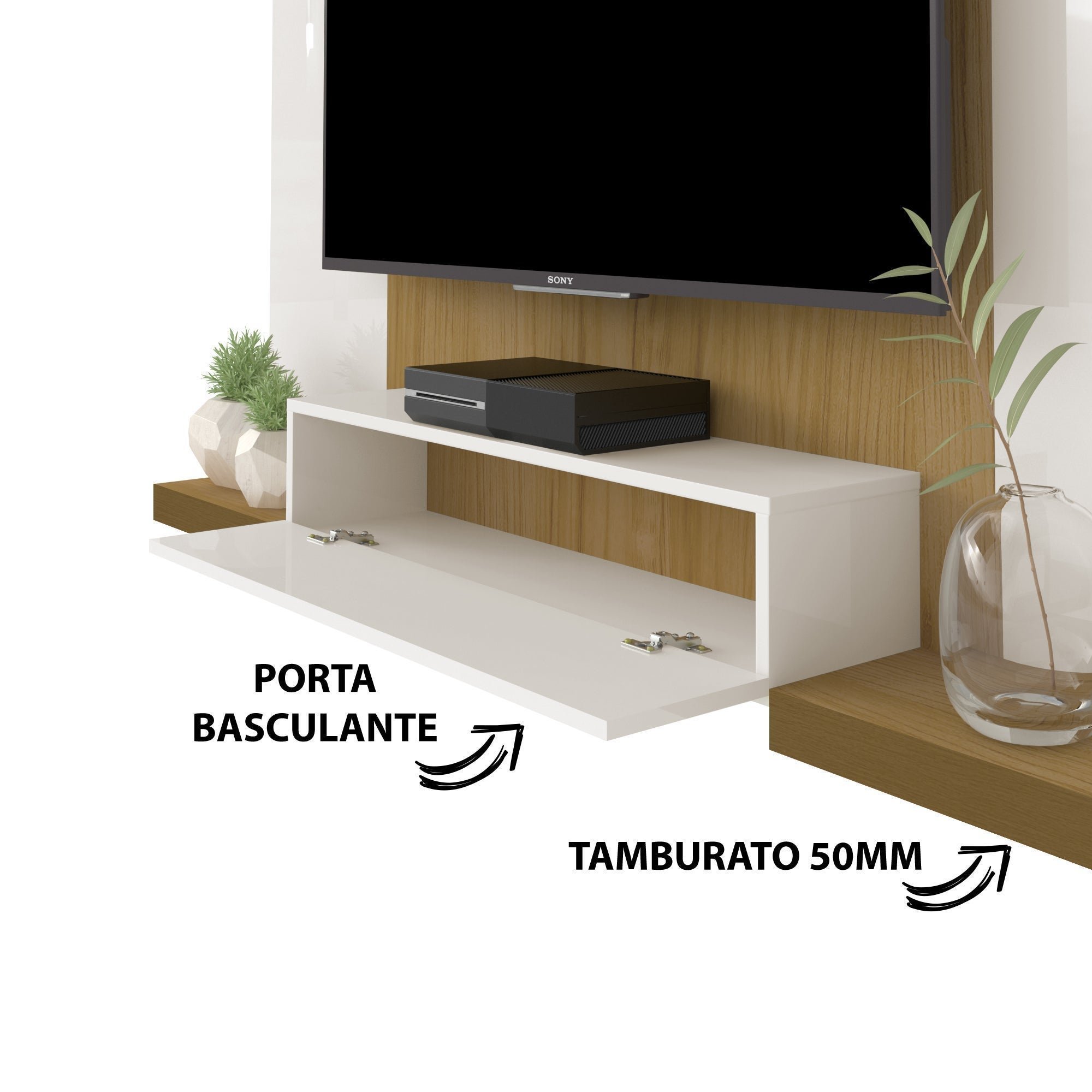 Painel para TV 50 Polegadas 1 Porta 1 Prateleira Cronos Artely ...