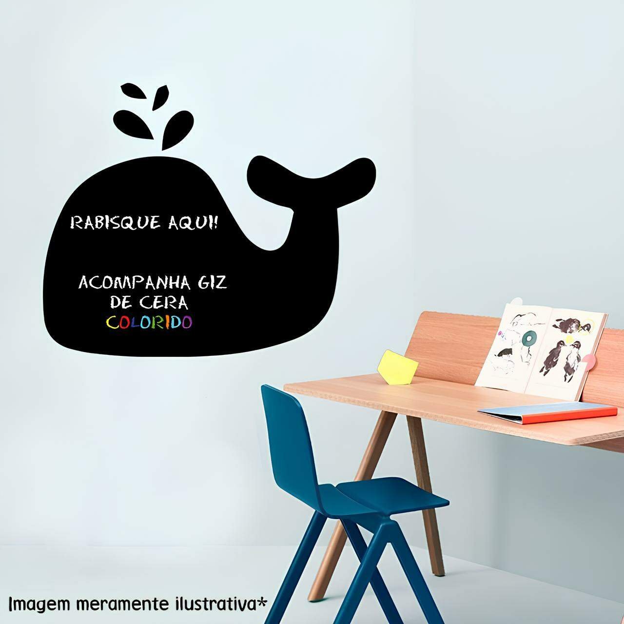 Adesivo de Parede Lousa Baleia:80 X 65 Cm | MadeiraMadeira