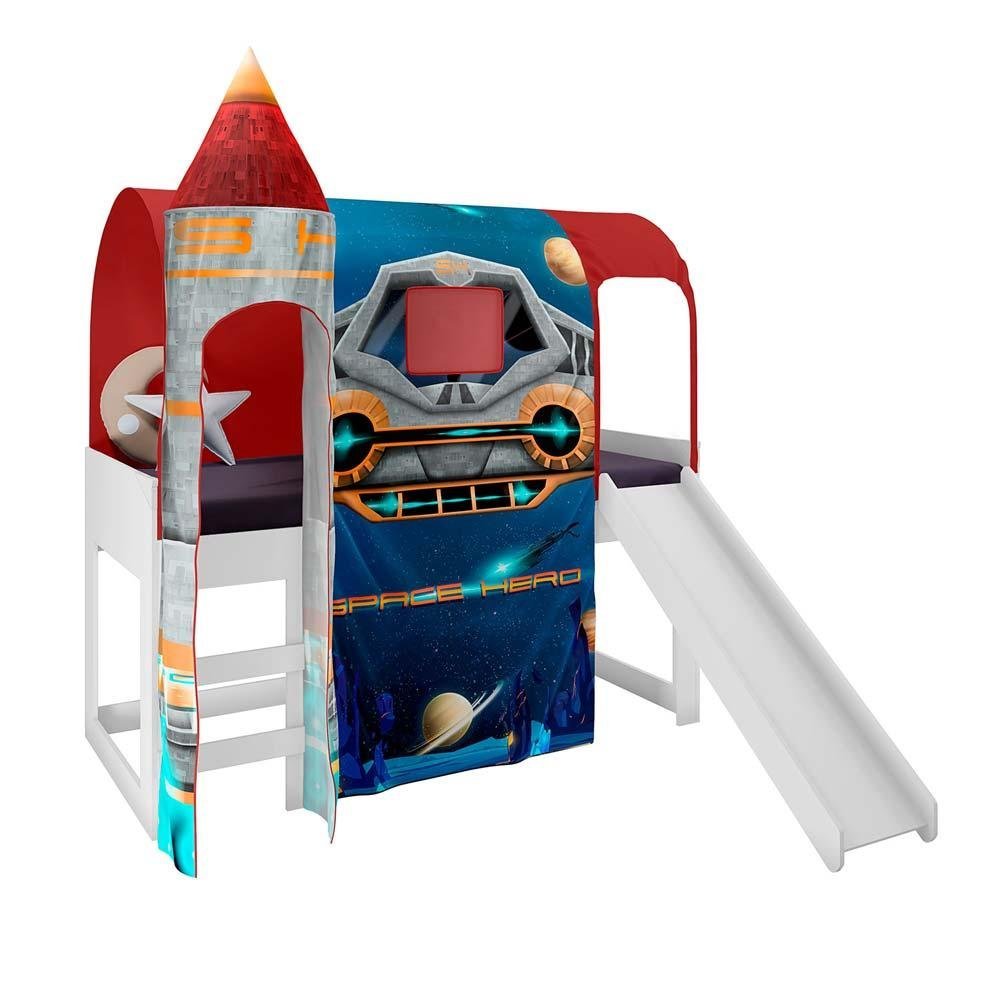 Cama com Escorregador com Dossel 1 Torre com Leds Cyrus Azul ...