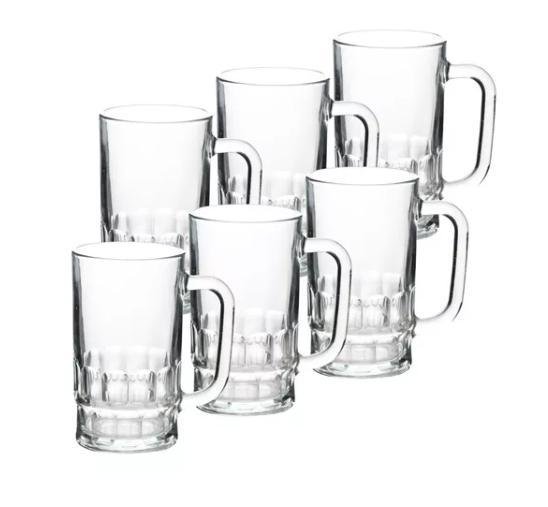 Jogo 6 Canecas de Vidro para Chopp e Cerveja 360ml | MadeiraMadeira