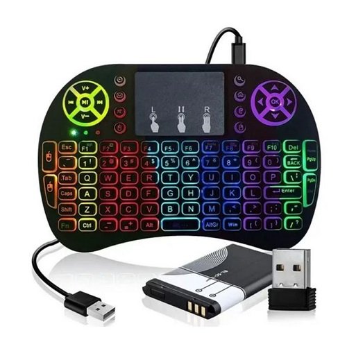 Mini Teclado sem Fio Recarregável LED Rgb Touchscreen Função Mouse e ...