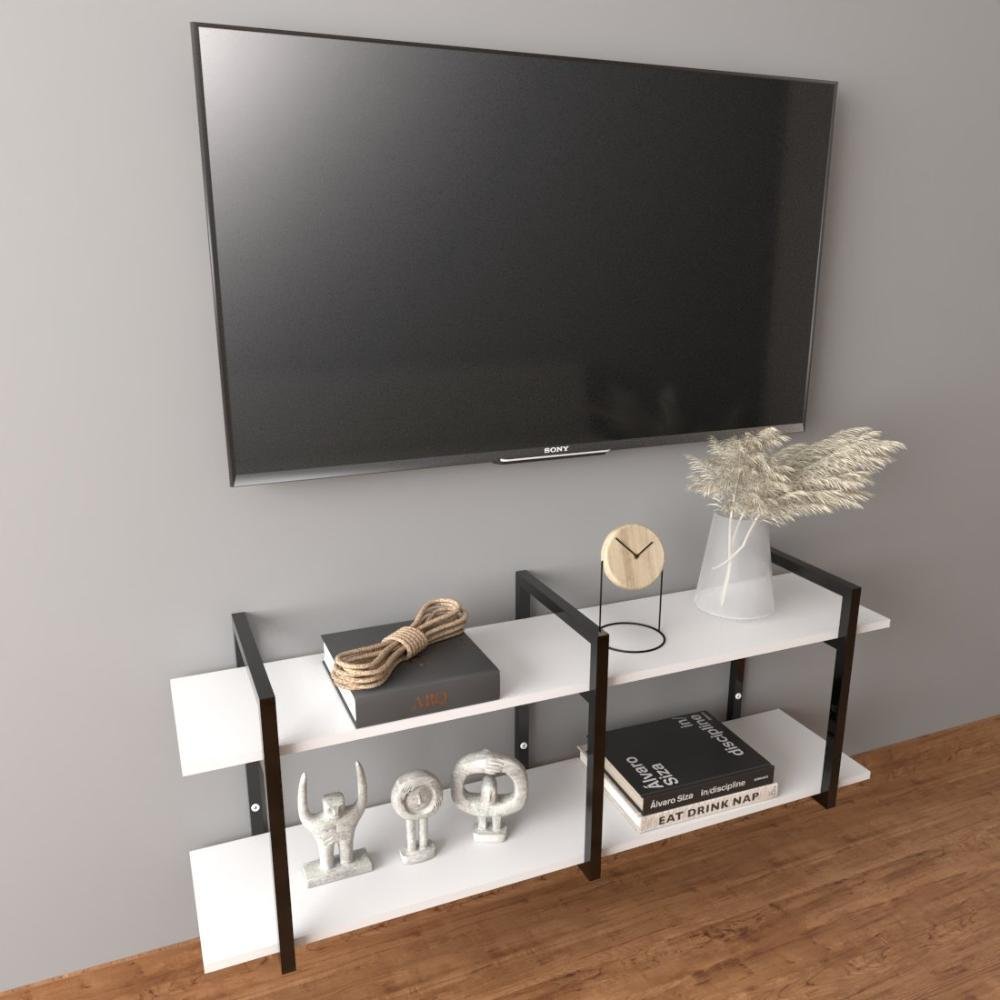 Rack Suspenso Estilo Industrial Branco Off White 120 Cm | MadeiraMadeira