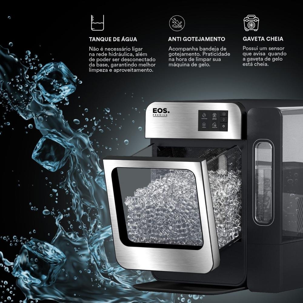 Máquina de Gelo 18kg Eos Ice Cristal Drink com Wi-fi Emg03 110v ...