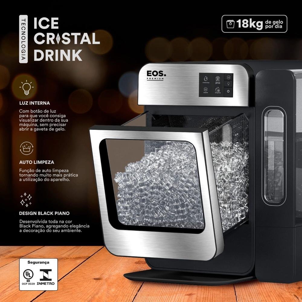 Máquina de Gelo 18kg Eos Ice Cristal Drink com Wi-fi Emg03 110v ...
