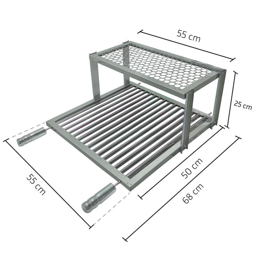 Grelha Uruguaia 55x50 com Descanso Inox Churrasco Parrilla | MadeiraMadeira