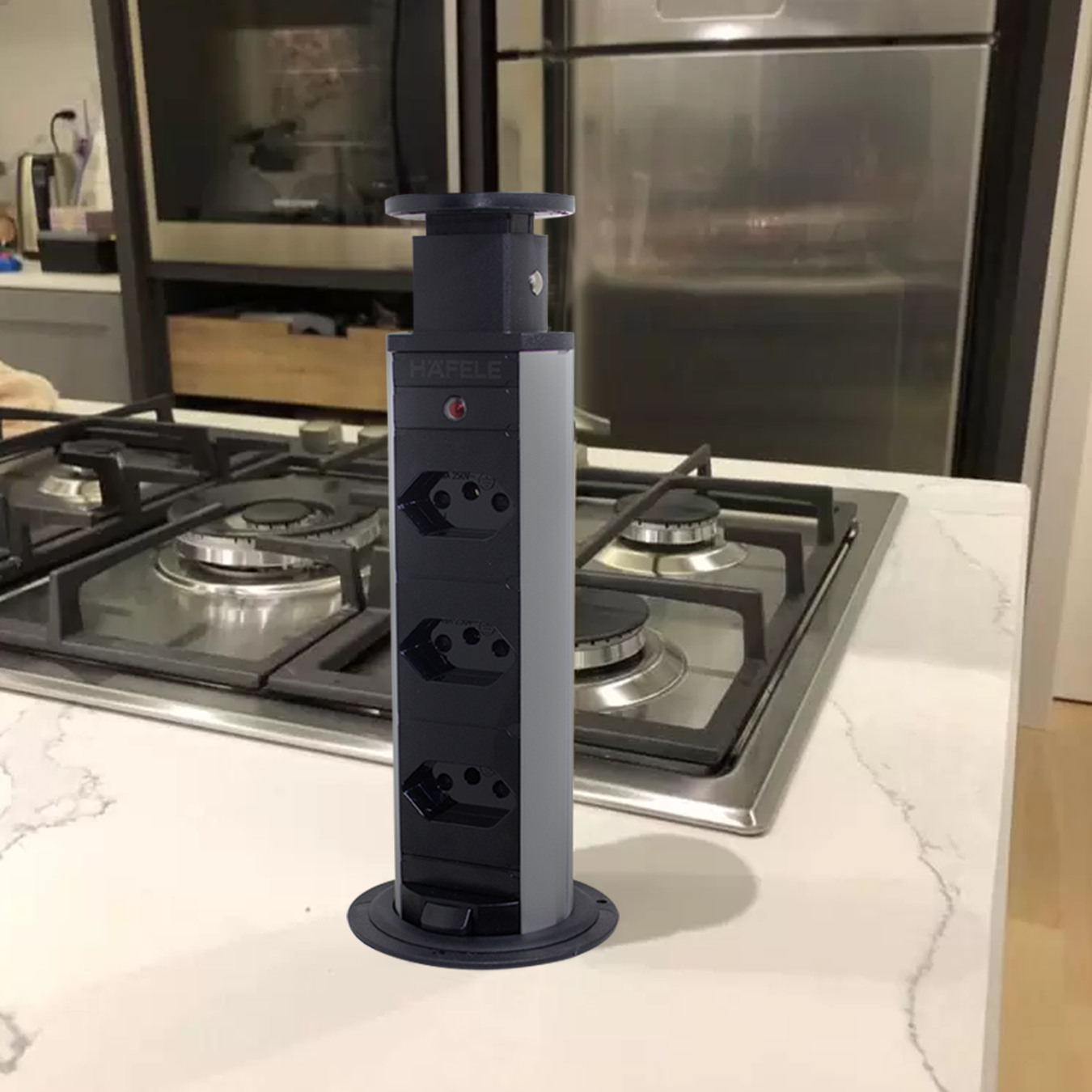 Tomada Torre para Bancada com 3 Plug-up Preto Hafele | MadeiraMadeira