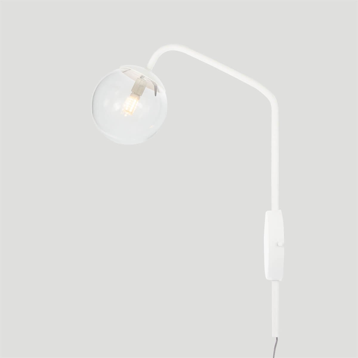 Arandela New Figo Branco c/ plug e interruptor - Vidro Transparente ...