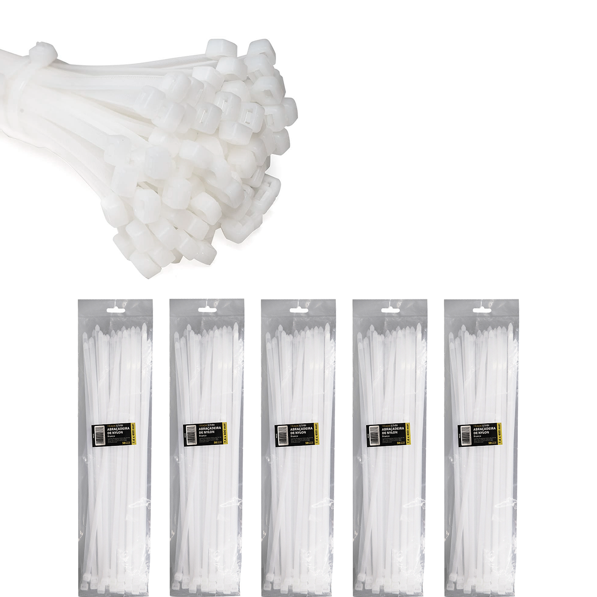 Abraçadeira Nylon Enforca Gato 7,6x400mm Branco C/ 500 Un | MadeiraMadeira